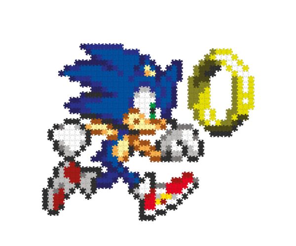 Jixelz Remix Sonic Puzzle Plastové Pixel Art Sonic Ring Wikyhračky